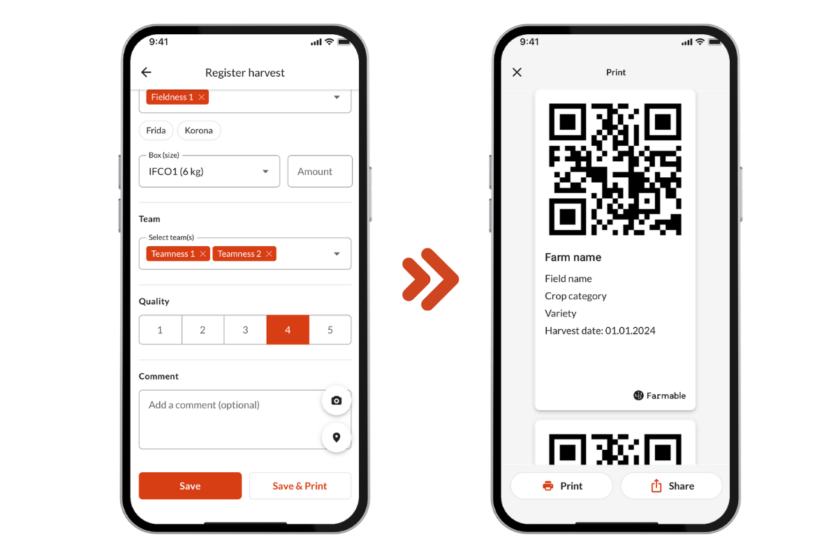 Harvest Labels for your harvest records | Farmable